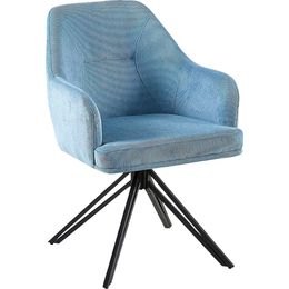 Esszimmerstuhl Home Affaire "Alaro", blau (hellblau, schwarz, hellblau), B:58cm H:87cm T:63cm, St&uuml;hle, Esszimmerstuhl, mit Drehfunktion, Armlehnstuhl