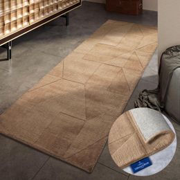 Villeroy & Boch Wollteppich VILLEROY & BOCH "Ursule", beige, B:80cm H:10mm L:250cm, Wolle, Teppiche, L&auml;ufer, handgewebt, Wolle, Natur, Wohnzimmer, Geometrie, Boho
