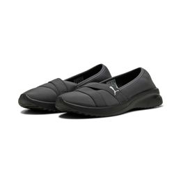 Slip-On Sneaker Puma "ADELINA 2", Damen, Gr. 41, silber (shadow gray, Puma silber, Puma schwarz), Textil, Schuhe, mit minimalistischer Silhouette, flexibles Obermaterial aus Textil
