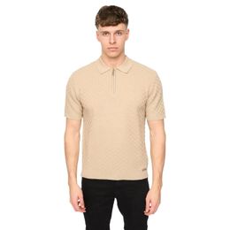 Duck and Cover - "Danvers" Poloshirt f&uuml;r Herren, mit kurzem Rei&szlig;verschluss, Jerseyware (Steinfarben)