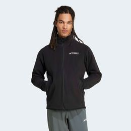 Fleecejacke adidas terrex "MT ESS FZ FL", Herren, Gr. M, schwarz, Obermaterial: 100% Polyester, Jacken Fleecejacke