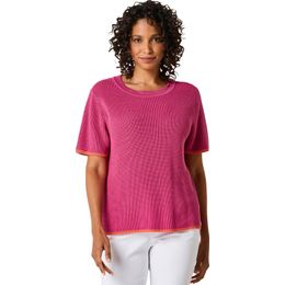 CREATION L PREMIUM Damen Kurzarmpullover fuchsia Gr&ouml;&szlig;e 42