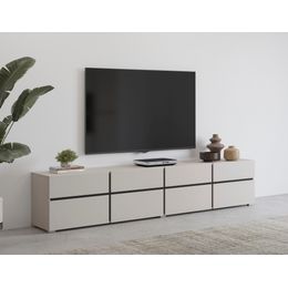 Lowboard OTTO HOME "Cross,Breite 225 cm, moderne grifflose TV-Kommode", kaschmir, B:225cm H:48,2cm T:40cm, Sideboards, Lowboard, TV-Schrank mit viel Stauraum, TV-Board
