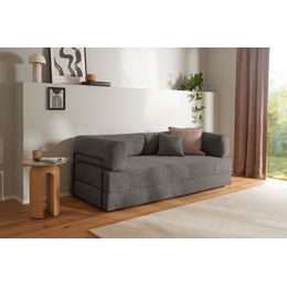 Schlafsofa HOMSY BY ANA JOHNSON "Folda Dauerschl&auml;fer, B: 206 cm, Liegefl. 181x198 cm", schiefer, B:206cm H:72cm T:94cm, Sofas, Schlafsofa, mit Bett-/Schlaffunktion, inkl. 1x Zierkissen, Tonnentaschenfederkern