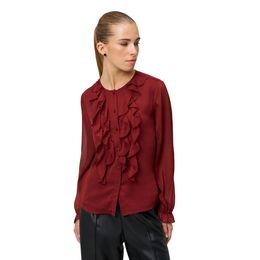 Chiffonbluse Zero "Damen mit Volants", Damen, Gr. 42, rot (cabernet), Chiffon, Obermaterial: 60% Polyester, 40% Polyester. Futter: 40% Polyester, 60% Polyester. F&uuml;llung:, durchscheinend, festlich, figurbetont normal, Rundhals, weit B&uuml;ndchen mit Gummizug, Blusen Chiffonbluse