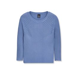 Madeleine Mode Longpullover MADELEINE "Pullover Schmaler Rippstrickpullover, Baumwollmix", Damen, Gr. 44/46, blau (himmelblau), Obermaterial: 72% Viskose CV. 28% Polyester PES., Modern, figurbetont, Pullover Longpullover