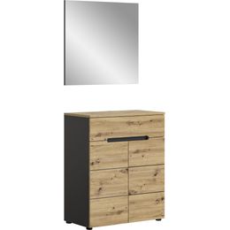Garderoben-Set Home Affaire "REHAT, TOPSELLER, 2-teilig, Breite 80cm, individuell erweiterbar", grau (basalt grau, artisan eiche nachbildung), B:80cm H:190cm T:37cm, Kastenm&ouml;bel-Sets, Garderobenkombination, Kombination, Set, Flurgarderobe, Diele
