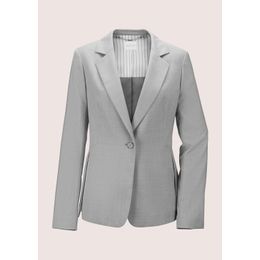 Madeleine Mode Jackenblazer MADELEINE "Blazer Einreihiger Woll-Blazer, tailliert", Damen, Gr. 34, grau (steingrau, melange), Obermaterial: 64% Wolle WO. 32% Polyester PES. 4% Elasthan EL., Modern, normal, Blazer