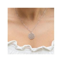 ZEEme Basic Halskette Silber 925 rhodiniert 42+3cm lang mit Motiv Blume des Lebens