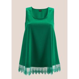 Madeleine Mode Blusentop MADELEINE "Top Feminines Blusentop mit Spitzenbesatz", Damen, Gr. 36, gr&uuml;n (apfelgr&uuml;n), Obermaterial: 100% Polyester PES., Modern, normal, Blusen Blusentop