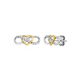 JULIE JULSEN Ohrstecker 925/- Sterling Silber rhodiniert/vergoldet 16 Zirkonia Infinity
