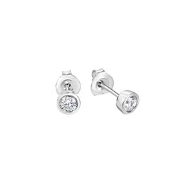 ZEEme Basic Ohrstecker Silber 925 rhodiniert mit Zirkonia wei&szlig; 4mm