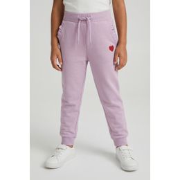 Sweathose name it "NMFVIMA SWE PANT BRU NOOS", M&auml;dchen, Gr. 110, N-Gr, winsome orchid, Sweatware, Obermaterial: 60% Baumwolle, 40% Polyester, unifarben, Basic normal, Hosen Sweathose, mit s&uuml;&szlig;em R&uuml;schendetail