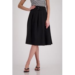 Faltenrock monari, Damen, Gr. 40, schwarz, Web, Obermaterial: 90% Viskose, 10% Polyamid, unifarben, regular fit knieumspielend, R&ouml;cke, Regular fit mit Faltenwurf