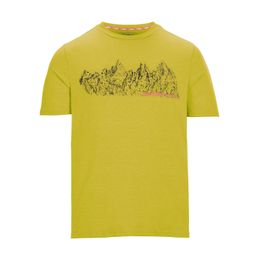 T-Shirt Killtec "Lilleo MN TSHRT C", Herren, Gr. L, moosgr&uuml;n, Obermaterial: 92% Polyester, 8% Elasthan, Rundhals, Shirts T-Shirt, Schnelltrocknendes Herren T-Shirt mit Berg-Print und Melange-Optik