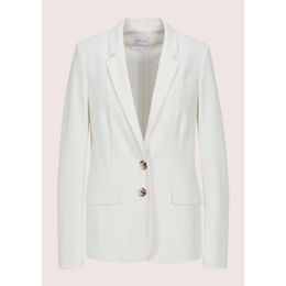 Madeleine Mode Jackenblazer MADELEINE "Blazer Floraler Jersey-Blazer in langer Form", Damen, Gr. 34, wei&szlig;, Obermaterial: 65% Viskose CV. 30% Polyamid PA. 5% Elasthan EL., Modern, normal, Blazer