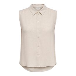 Blusentop Only CARMAKOMA "CARSIESTA S/L LINEN BL SHIRT PNT NOOS", Damen, Gr. 48, moonbeam, Web, Obermaterial: 80% Viskose, 20% Leinen, unifarben, regular fit normal, Blusen Blusentop, Viskosemischung, regular fit, mit Leinen