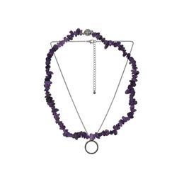 Steuer Modeschmuck Collier Set Amethyst-Splitterkette und Kette mit Anh&auml;nger