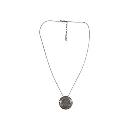 Steuer Modeschmuck Kette Halskette, silberfarben, mit rundem Anh&auml;nger