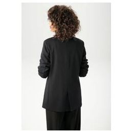Longblazer Aniston CASUAL, Damen, Gr. 36, gr&uuml;n (schwarz), Milano Rib, Obermaterial: 68% Polyester, 28% Viskose, 4% Elasthan. Futter: 100% Polyester, unifarben, l&auml;ssig geschnitten Po-bedeckend, Blazer Longblazer, mit Reverskragen