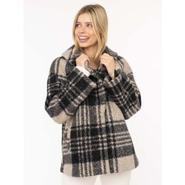 Winterjacke Zwillingsherz "Karo", Damen, Gr. L/XL, grau, Stoff, Obermaterial: 100% Polyester, Po-bedeckend, ohne Ausschnitt, gerader Abschluss, Jacken Winterjacke, Reverskragen, Karo-Muster, w&auml;rmend