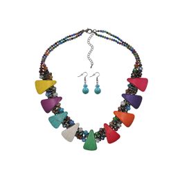 Steuer Modeschmuck Schmuckset Set aus Collier und Ohrhaken multicolor