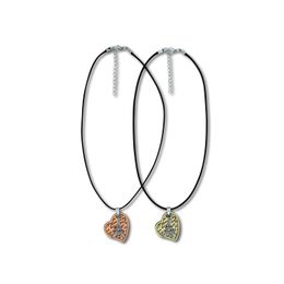 Steuer Modeschmuck Kette Freundschaftskette aus 2 Herzen "Paris" an Kordel
