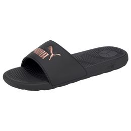 Badesandale Puma "COOL CAT 20 WNS", Damen, Gr. 37, rosa (Puma schwarz, rose gold), Synthetik, unifarben, Schuhe, ohne Verschluss, leicht profilierte Laufsohle, aus Synthetik