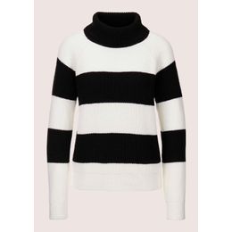 Madeleine Mode Longpullover MADELEINE "Pullover Rollkragen-Pullover mit Blockstreifen", Damen, Gr. 34, schwarz (schwarz, wollwei&szlig;), Obermaterial: 25% Alpaka WP. 25% Polyamid PA. 25% Schurwolle WV. 25% Viskose CV., Modern, normal, Rollkragen, Pullover Longpullover