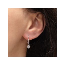 ZEEme Basic Ohrringe Silber 925 mit wei&szlig;en Zirkonia-Steinen 25mm lang