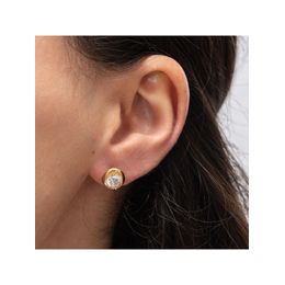 ZEEme Basic Ohrringe Silber 925 vergoldet mit wei&szlig;en Zirkonia-Steinen