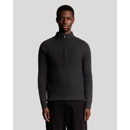 Lyle & Scott Lyle & Scott &ndash; Gerippter Pullover aus Lammwollmischung mit 1/4-Rei&szlig;verschluss &ndash; Blau