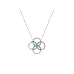 dKeniz Kette 925 Sterling Silber rot vergoldet Gl&auml;nzend 42+3cm Zirkonia Wei&szlig;