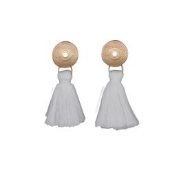 Steuer Modeschmuck Ohrstecker Quasten-Ohrstecker wei&szlig;/goldfarben