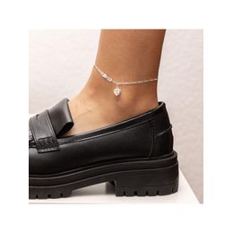 ZEEme Basic Fu&szlig;kette 925 Silber mit Herz-Anh&auml;nger und Zirkonia wei&szlig; 25cm lang