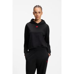 Hoodie HUGO UNDERWEAR "Signature", Damen, Gr. L, schwarz 001, Sweatware, Obermaterial: 48% Baumwolle, 48% Modal, 4% Elasthan, normal normal, B&uuml;ndchen, Sweatshirts Hoodie, basic, normale Passform