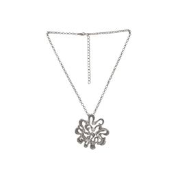 Steuer Modeschmuck Anh&auml;nger mit Kette Bl&uuml;te silberfarben mit 9 Glassteinen