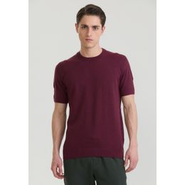 T-Shirt Basic-Strick-T-Shirt Mit Rundhalsausschnitt