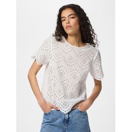 Shirttop Pieces "PCVILDE SS TOP WVN NOOS", Damen, Gr. L, hellwei&szlig;, Obermaterial: 100% Baumwolle, unifarben, regular fit normal, Rundhals, Tops Shirttop, mit Allover-Lochstickerei