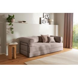 Schlafsofa HOMSY BY ANA JOHNSON "Folda Dauerschl&auml;fer, B: 206 cm, Liegefl. 181x198 cm", taupe, B:206cm H:72cm T:94cm, Sofas, Schlafsofa, mit Bett-/Schlaffunktion, inkl. 1x Zierkissen, Tonnentaschenfederkern