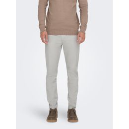 Only & Sons Anzughose ONLY & SONS "ONSMARK PETE SLIM DOBBY 0058 PANT NOOS", Herren, Gr. 29, L&auml;nge 30, grau (limestone), Web, Obermaterial: 88% Baumwolle, 9% Polyester, 3% Elasthan, unifarben, slim fit normal, Hosen Anzughose