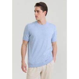 T-Shirt Basic-Strick-T-Shirt Mit Rundhalsausschnitt
