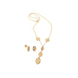 Steuer Modeschmuck Ohrringe, Anh&auml;nger mit Kette Metall Gl&auml;nzend gelb vergoldet