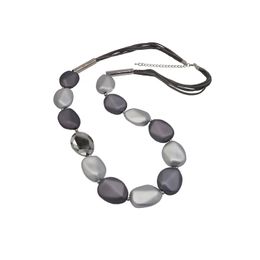 Steuer Modeschmuck Kette Velour Glasstein dunkelgrau