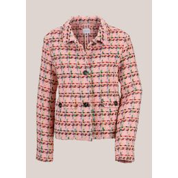 Madeleine Mode Kurzblazer MADELEINE "Blazer Kurzer Strukturblazer mit Hemdkragen", Damen, Gr. 38, rosa (puderros&eacute;, multicolor), Obermaterial: 100% Polyester PES., Modern, normal, Blazer Kurzblazer