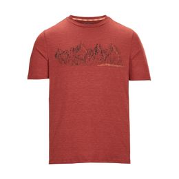 T-Shirt Killtec "Lilleo MN TSHRT C", Herren, Gr. S, ocker, Obermaterial: 92% Polyester, 8% Elasthan, Rundhals, Shirts T-Shirt, Schnelltrocknendes Herren T-Shirt mit Berg-Print und Melange-Optik