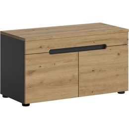 Sitzbank Home Affaire "REHAT, TOPSELLER, Breite 80cm, 2 T&uuml;ren, 2 F&auml;cher", grau (basalt grau, artisan eiche nachbildung), B:80cm H:45cm T:37cm, FSC-zertifizierter Holzwerkstoff, Sitzb&auml;nke, Sitzbank, Garderobenbank, Flurbank, Dielenbank, Bank mit Stauraum, Bank