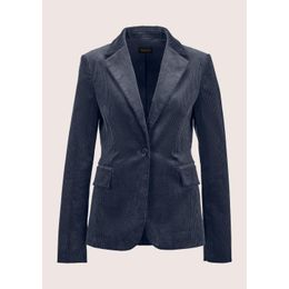 Madeleine Mode Jerseyblazer MADELEINE "Cordblazer Klassischer Cordblazer mit Reverskragen", Damen, Gr. 36, blau (marine), Obermaterial: 98% Baumwolle CO. 2% Elasthan EL., Modern, normal, Blazer, Cord