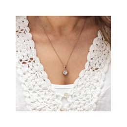 ZEEme Basic Halskette Silber 925 ros&eacute;-vergoldet 45cm lang mit wei&szlig;em Zirkonia-Stein