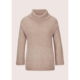 Madeleine Mode Longpullover MADELEINE "Pullover Modischer Rollkragenpullover, 3/4-Arm", Damen, Gr. 36/38, wei&szlig; (cappuccino, wollwei&szlig;, melange), Obermaterial: 51% Baumwolle CO. 13% Alpaka WP. 13% Polyacryl PAN. 12% Wolle WO. 11% Polyamid PA., Modern, normal, Rollkragen, Pullover Longpullover